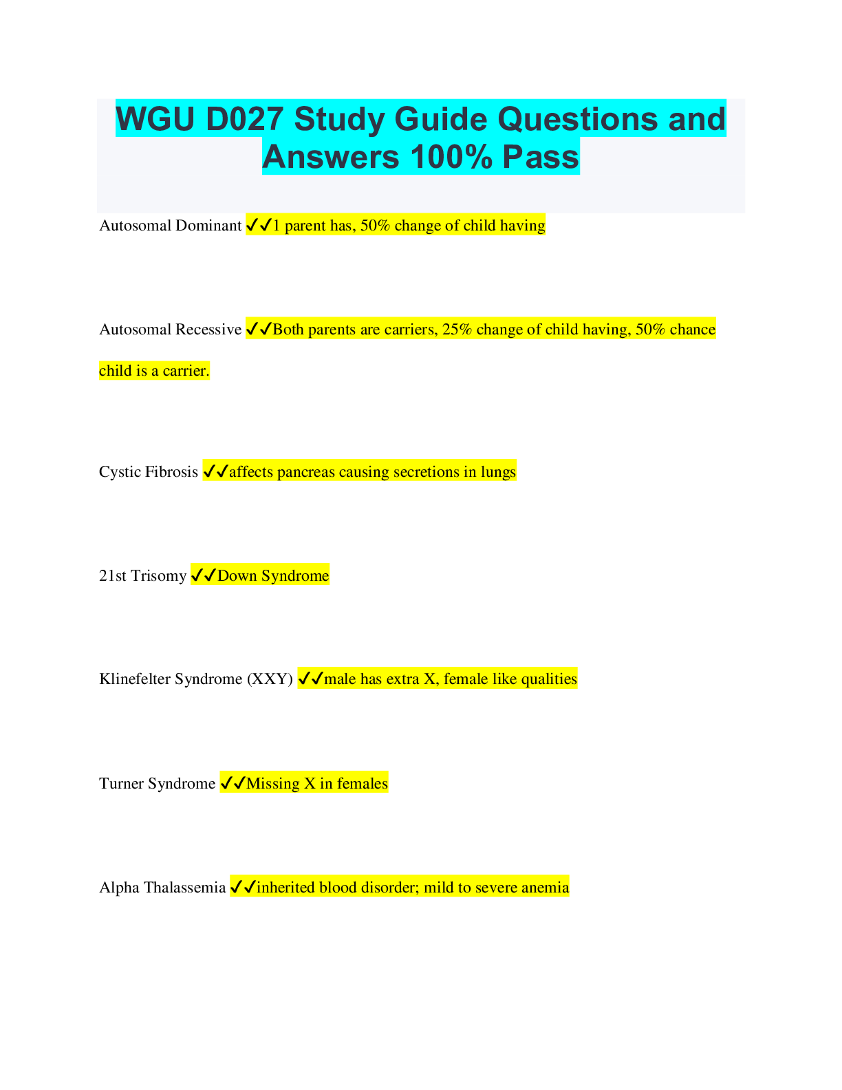 WGU D027 Study Guide Questions and Answers 100% Pass - Scholarfriends